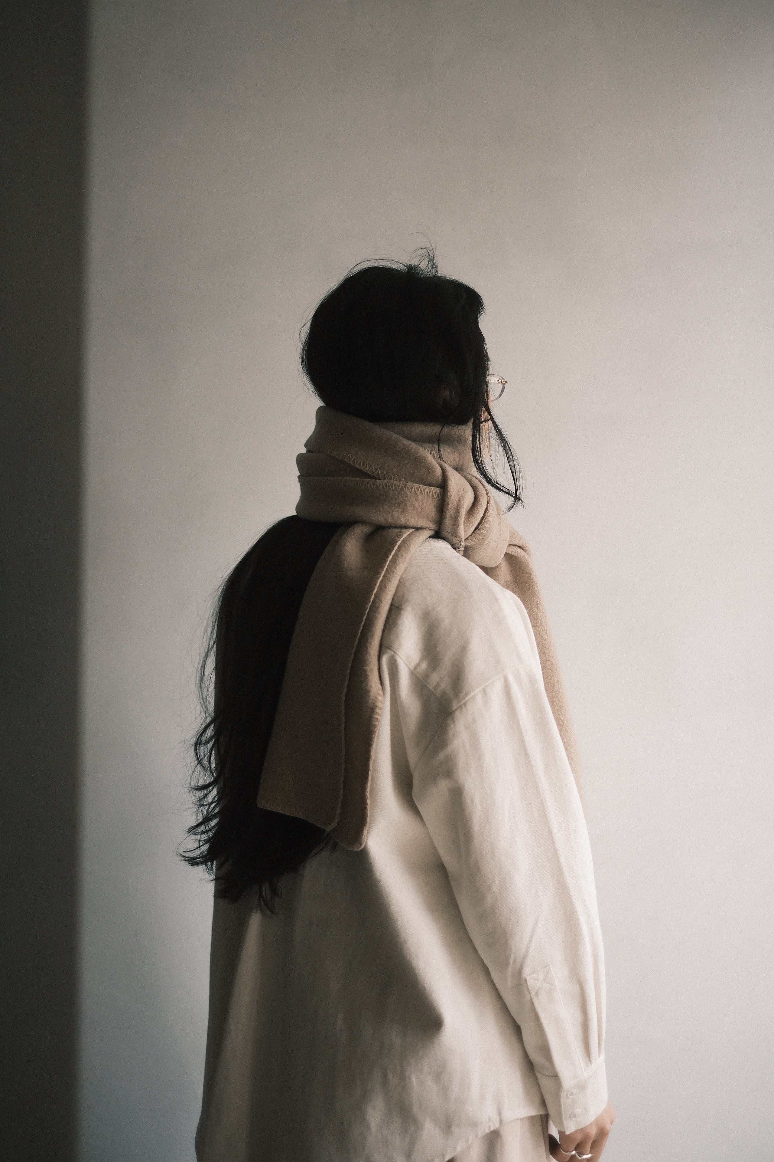 Long Scarf - Boiled Wool - FW25 - Sand Beige – 7115 by Szeki